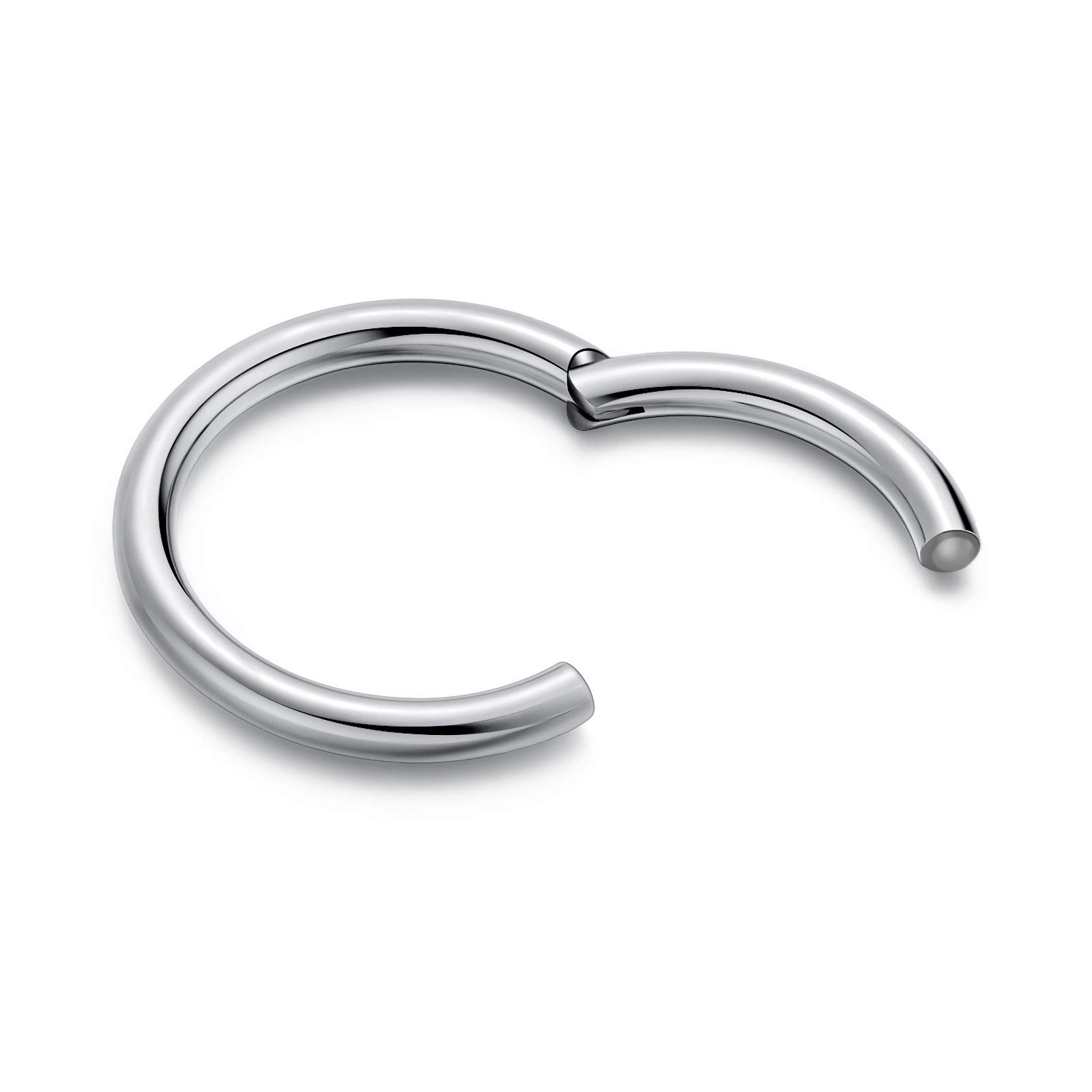 outerunner Hypoallergenic Nose Ring Hoop 2 Piece Gitanium Surgical Steel Nose Hoop 20G 18G 16G 14G (6mm-14mm) Perforated Ring Nasal Cavity Cartilage Spiral Tragus Rook Body Piercing Ring