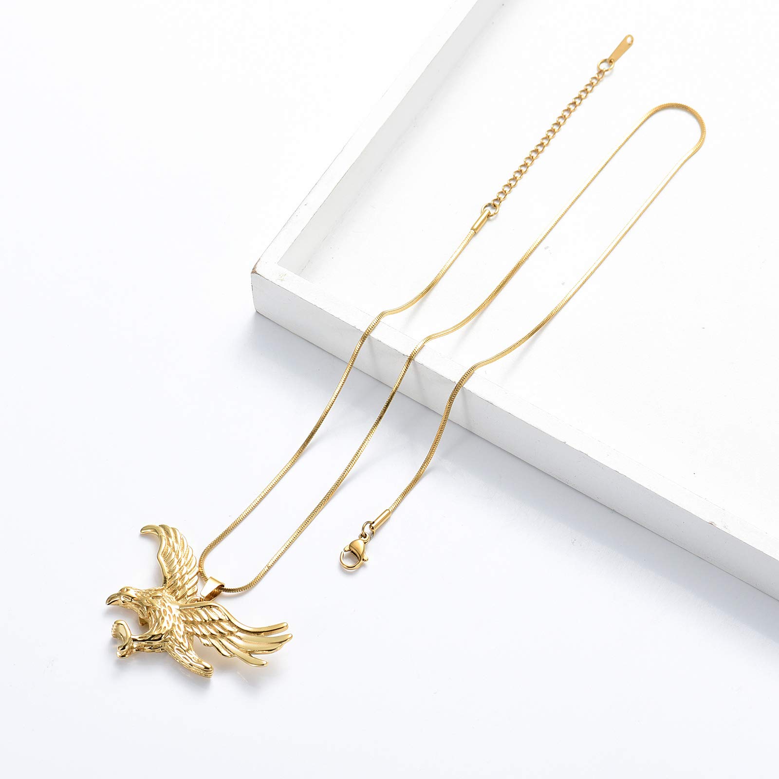 Cremation Ashes Jewelry,Eagle Shaped Memorial Urn Necklace for Ashes Keepsake Pendant Necklace for Men Women Cremation Necklace(Gold)