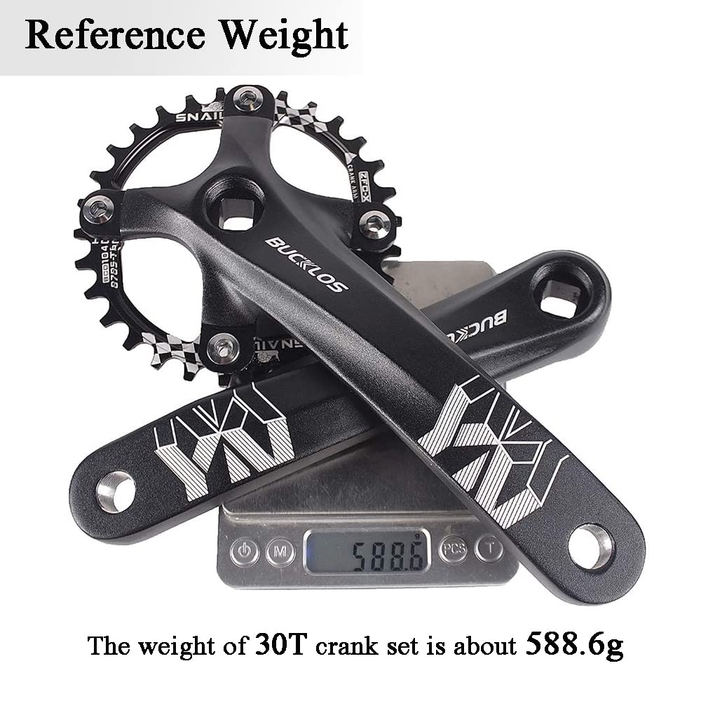 BUCKLOS 104 BCD 30T Mountain Bike Single Speed Crankset，170mm Square Taper Crankset with Narrow Wide Teeth Round Chainring（Six Color）,Bicycle Crank Arm Set