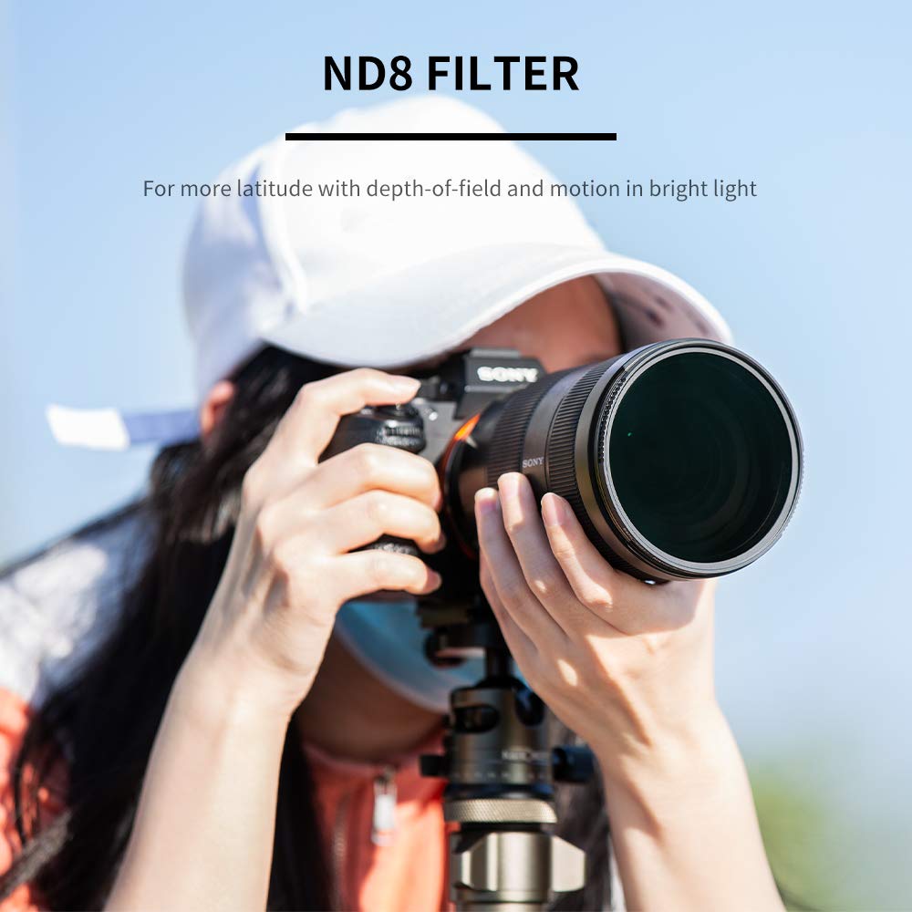 K&F Concept 62mm ND8 (3-Stop Fixed Neutral Density Filter) ND Lens Filter, 28 Multi-Layer Coatings HD Hydrophobic Ultra Slim Nano-X Series Filter for Camera Lens