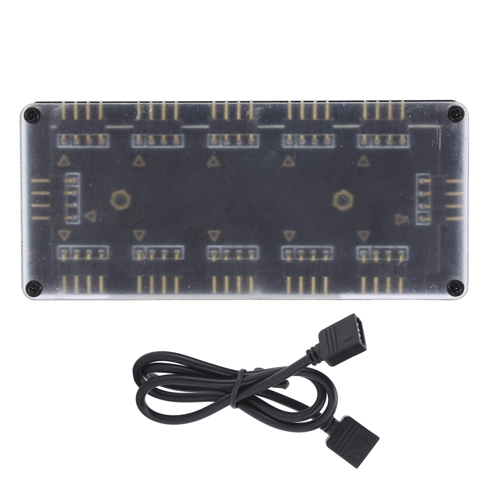 Demeras 10 Ports Controller HUB Controller 4‑Pin RGB Controller for PC for PC Computer Desktop Motherboard