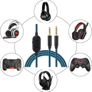 Replacement Audio Cord for Astro A10 A30 A40 A50 Headset with Volume Control and Inline Mute Function, Nylon Braided Cable Compatible with Xbox One Play Station 4 PS4 Via 3.5mm Jack. 2m/6.5ft (Blue)