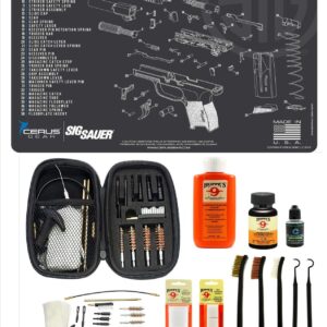 EDOG Range Warrior 27 Pc Gun Cleaning Kit - Compatible with Sig Sauer P365 Pistol - Schematic (Exploded View) Mat, Range Warrior Universal .22 9mm - .45 Kit & Tac Book Accessories Set