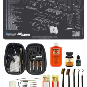 EDOG Range Warrior 27 Pc Gun Cleaning Kit - Compatible with Sig Sauer P365 Pistol - Schematic (Exploded View) Mat, Range Warrior Universal .22 9mm - .45 Kit & Tac Book Accessories Set