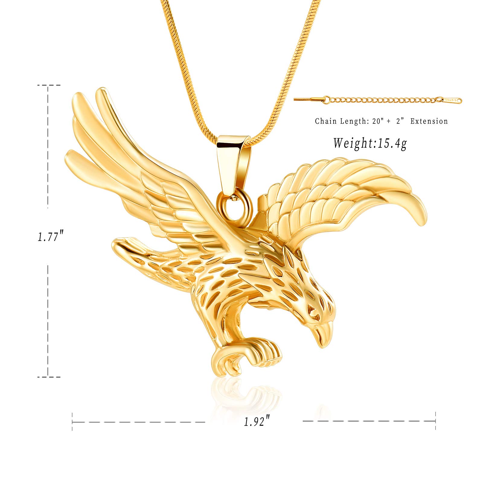 Cremation Ashes Jewelry,Eagle Shaped Memorial Urn Necklace for Ashes Keepsake Pendant Necklace for Men Women Cremation Necklace(Gold)