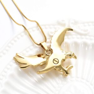 Cremation Ashes Jewelry,Eagle Shaped Memorial Urn Necklace for Ashes Keepsake Pendant Necklace for Men Women Cremation Necklace(Gold)