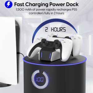 TALK WORKS PS5 Controller Charger Station for PlayStation 5 - Fast Charging Dock Stand with Dual Detachable USB C Adapters