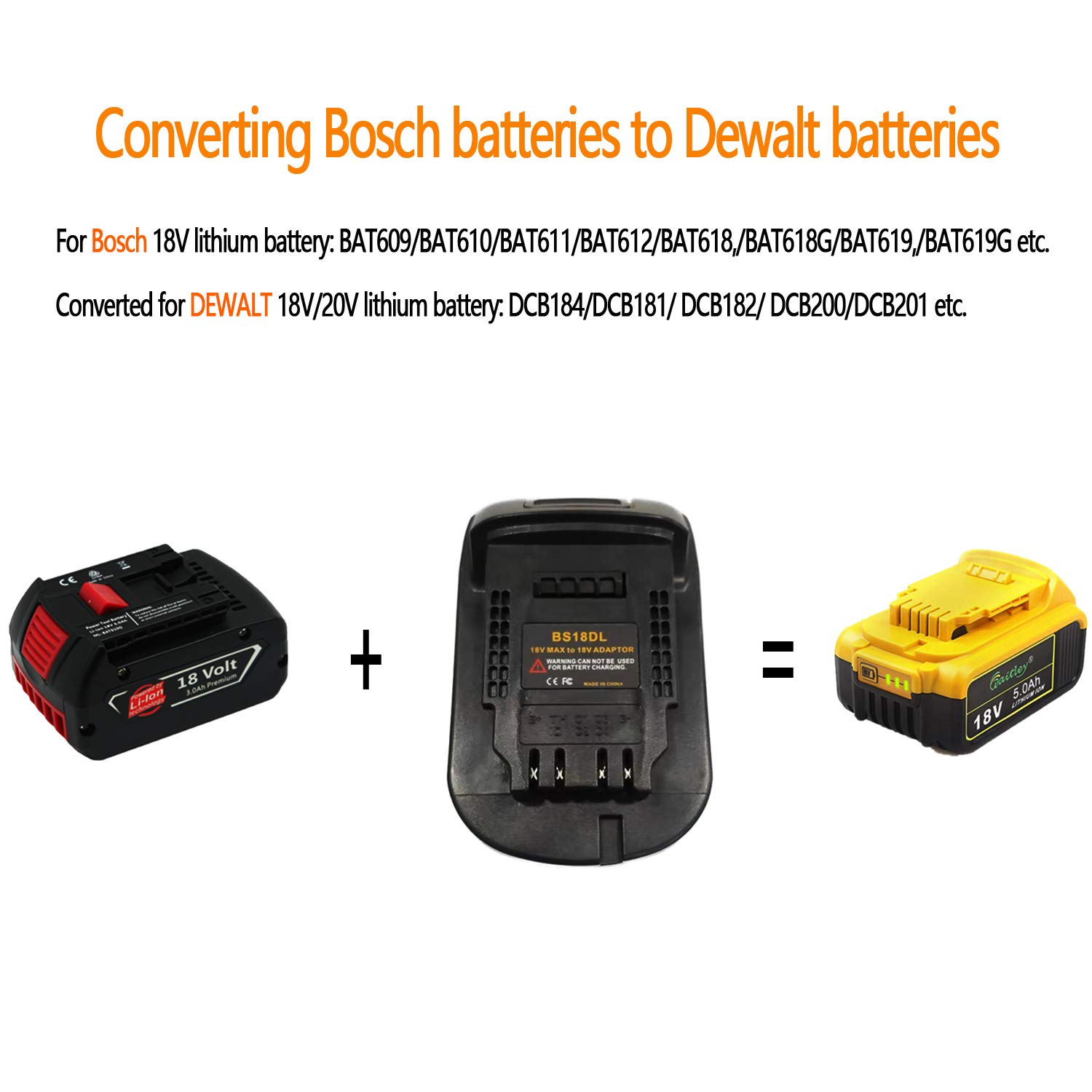 AuthFrank BS18DL Battery Adapter converts for Bosch 18V Lithium Battery to for Dewalt 18V/20V Lithium Battery DCB184/DCB181/DCB182/DCB200/DCB201 etc.