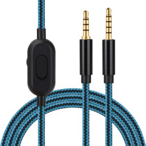 replacement audio cord for astro a10 a30 a40 a50 headset with volume control and inline mute function, nylon braided cable compatible with xbox one play station 4 ps4 via 3.5mm jack. 2m/6.5ft (blue)