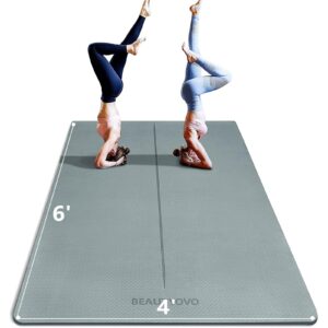 6' x 4' large yoga mat, 1/3 inch extra thick yoga mat double-sided non slip, professional tpe yoga mats for women men, 24 sq.ft large exercise mat for yoga, pilates and home workout gray