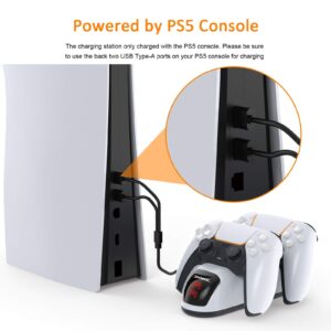 BEJOY Newest PS5 Charging Station, Dual PS5 Controller Charger with LED Indicator, Charging Dock for Playstation 5 / PS5 / DualSense Controller, White