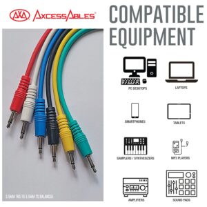 AxcessAbles 1/8 inch (3.5mm) TS to 1/8 inch (3.5mm) TS Unbalanced Mono Patch Cables | Modular Synth Cables | TS Aux Cords| Eurorack Audio Cables | 3.5mm TS Aux Cords 6 Pack (3ft)