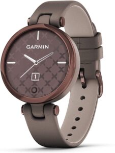 garmin lily™, small smartwatch with touchscreen and patterned lens,heart rate monitor dark bronze