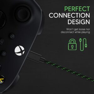 TALK WORKS Dual Xbox Controller Charger Cord for Series X, Series S - 10' Nylon Braided USB C Charging Cable, Charges 2 Controls/Devices at Once