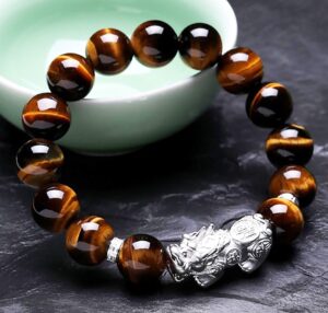 lotontj pixiu bracelet natural tiger eye stone tibetan pure silver pi yao feng shui wealth bracelet healing chakra gemstone evil eyes jewelry crystal amulet attract money good luck windfall,12mm