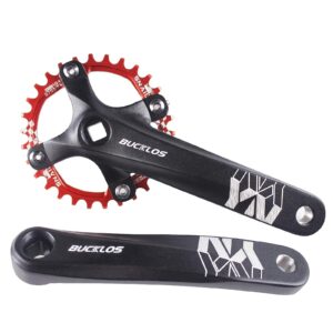 BUCKLOS 104 BCD 30T Mountain Bike Single Speed Crankset，170mm Square Taper Crankset with Narrow Wide Teeth Round Chainring（Six Color）,Bicycle Crank Arm Set