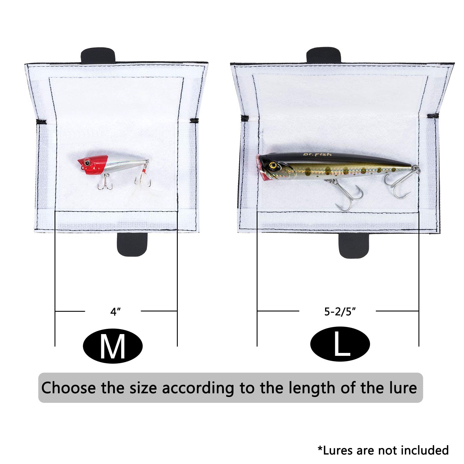 Dr.Fish 3 pack Fishing Lure Wraps Fishing Hook Rod Protectors Lures Cover Thick Soft Padded Saltwater/UV Resistant Medium Size for Minnow Crankbait Popper Spinnerbait