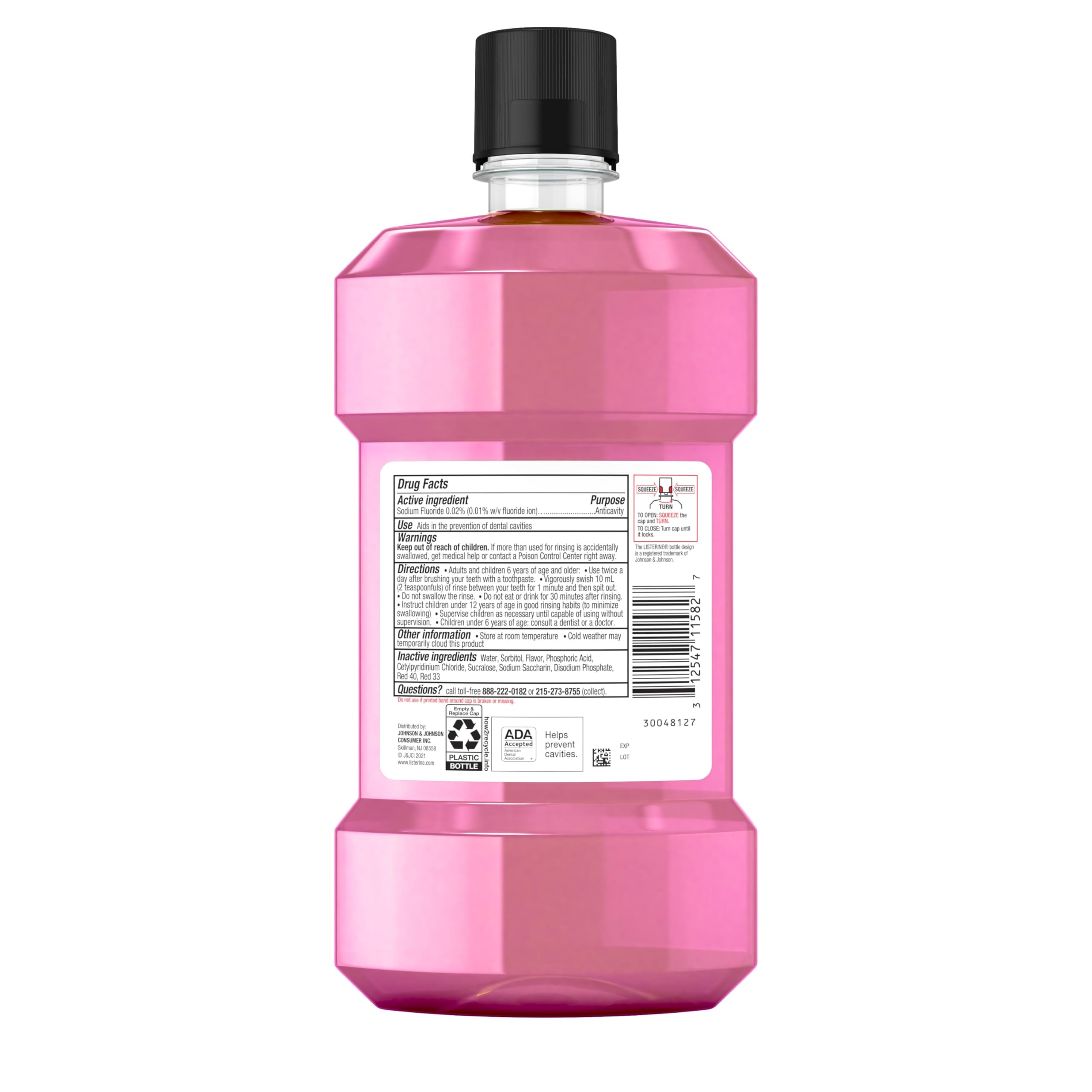 Listerine Smart Rinse Anticavity Fluoride Mouthwash, Pink Lemonade, 16.9 Fl. Oz (Pack of 6)