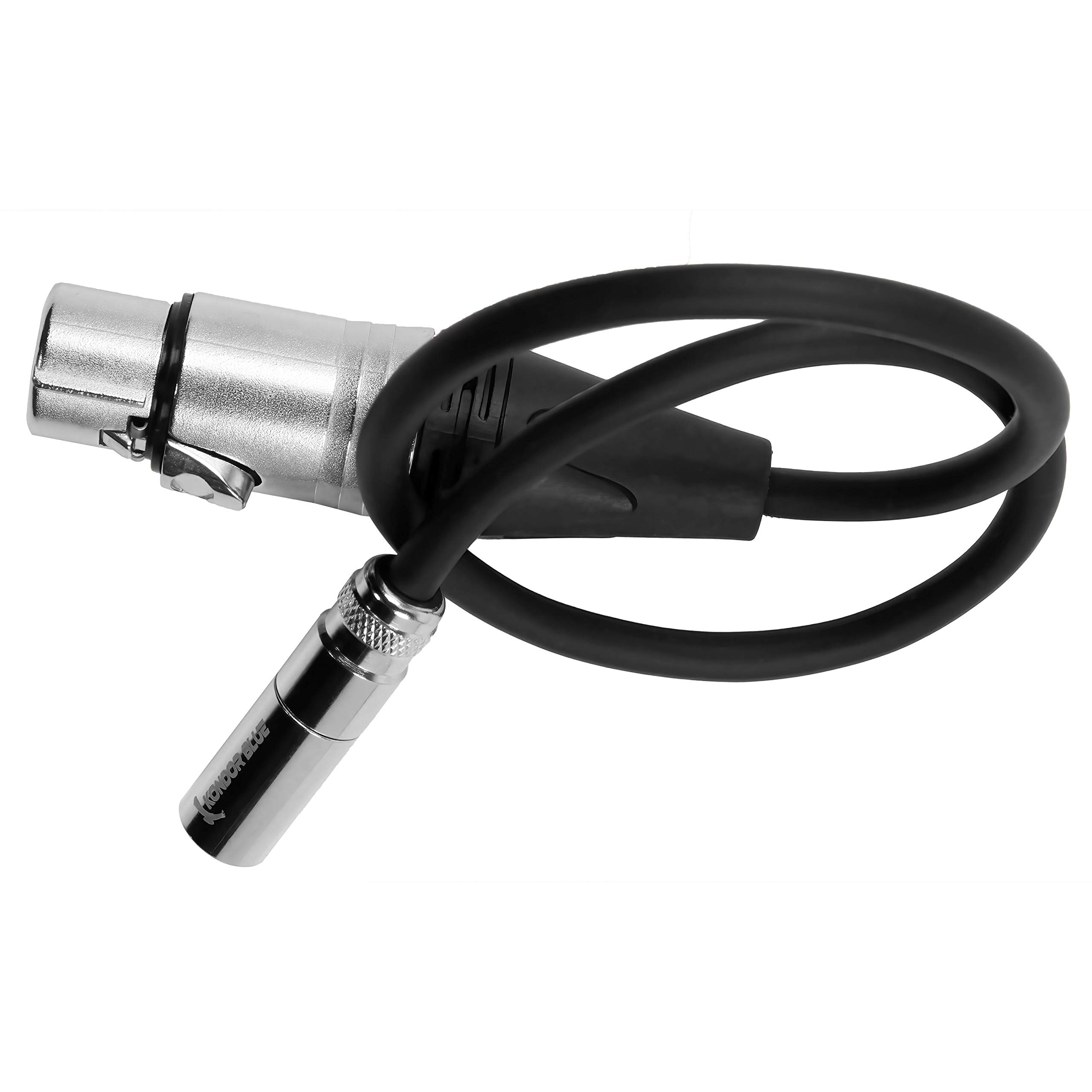 KONDOR BLUE XLR Cable for Set and Studio Audio Recording and Playback (16" Inch, TA4M Mini XLR to XLR, Black)