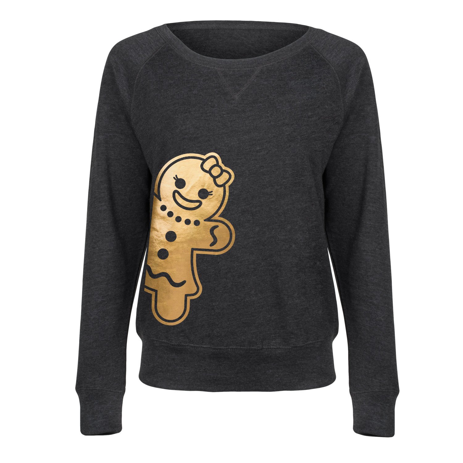 Instant Message - Gingerbread Woman - Ladies Lightweight French Terry Pullover - Size Large Heather Charcoal