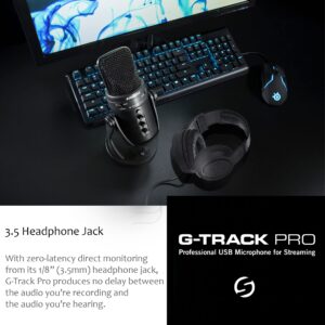 Samson G-Track Pro USB 24-bit Studio Condenser Mic with Audio Interface Bundle Professional Stereo Headphones + Pop Filter + Cloth (4 Items)