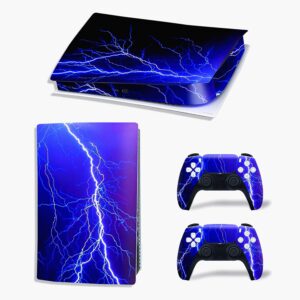 xuour ps5 skin sticker vinyl decal cover for playstation 5 console controllers (digital edition, lightning)