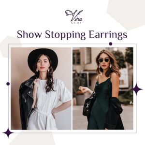 Vine Gems Boho Earrings for Women - Ethnic-Style Metallic Jewellery - Rose Gold