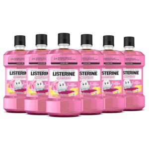 listerine smart rinse anticavity fluoride mouthwash, pink lemonade, 16.9 fl. oz (pack of 6)