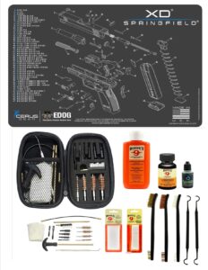 edog range warrior 27 pc gun cleaning kit - compatible with springfield armory xd - schematic (exploded view) mat, range warrior universal .22 9mm - .45 kit & tac book accessories set