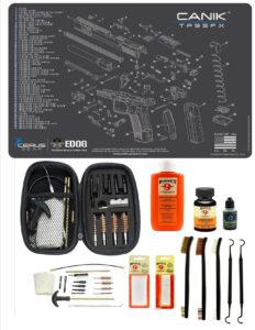 edog range warrior 27 pc gun cleaning kit - compatible with canik tp9 sfx - schematic (exploded view) mat, range warrior universal .22 9mm - .45 kit & tac book accessories set