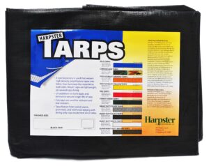 10 feet x 10 feet heavy duty 12 mil thick black poly tarp harpster tarps