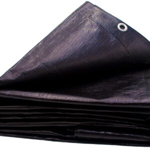 10 feet x 10 feet Heavy Duty 12 Mil Thick Black Poly Tarp Harpster Tarps