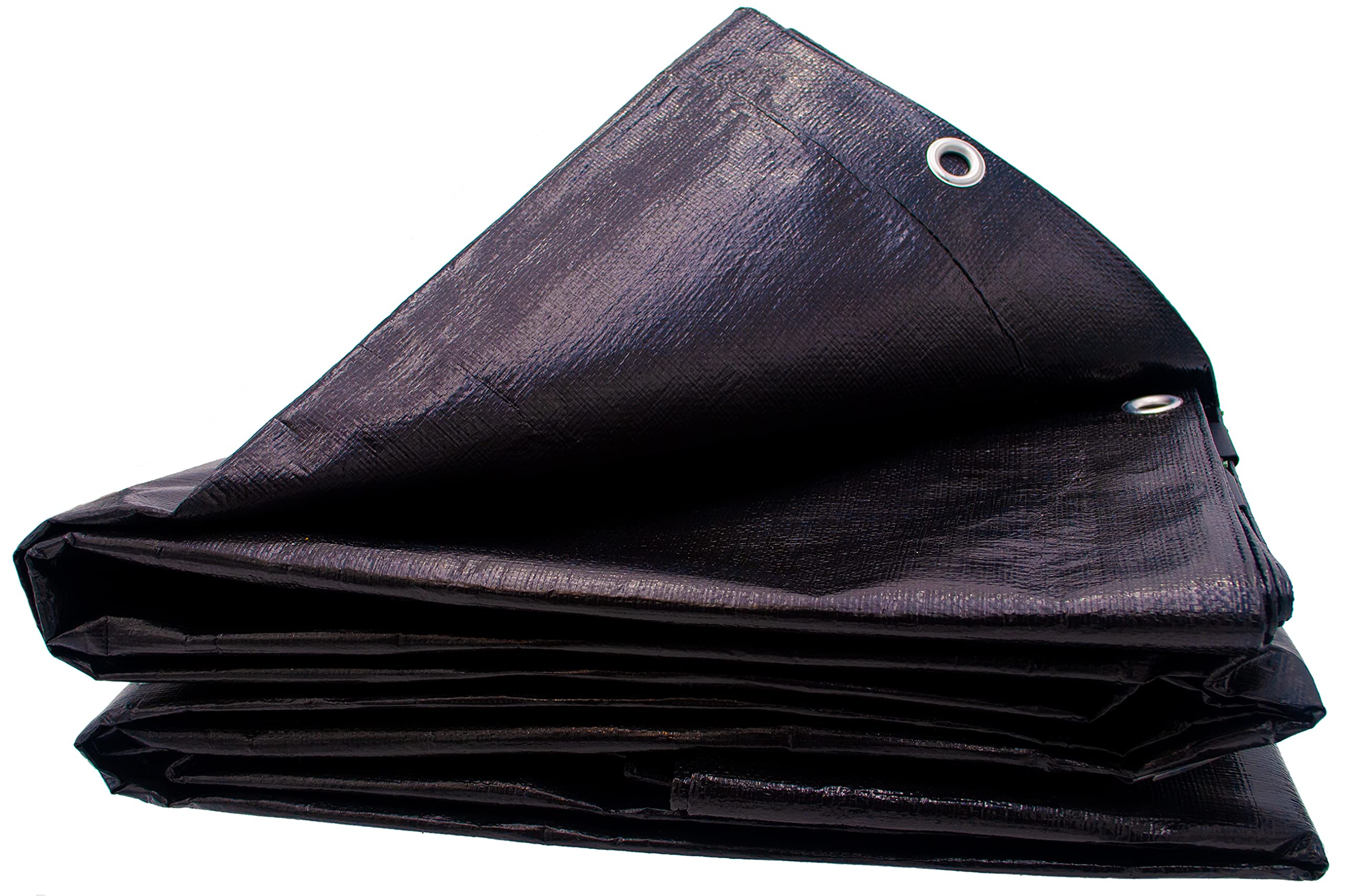 10 feet x 10 feet Heavy Duty 12 Mil Thick Black Poly Tarp Harpster Tarps