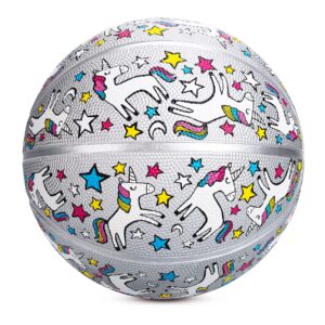 inpodak basketball 27.5 inches size 5 unicorn street junior basketball classic sport ball game indoor outdoor for girl kids teenage christmas halloween birthday gift with pump& net