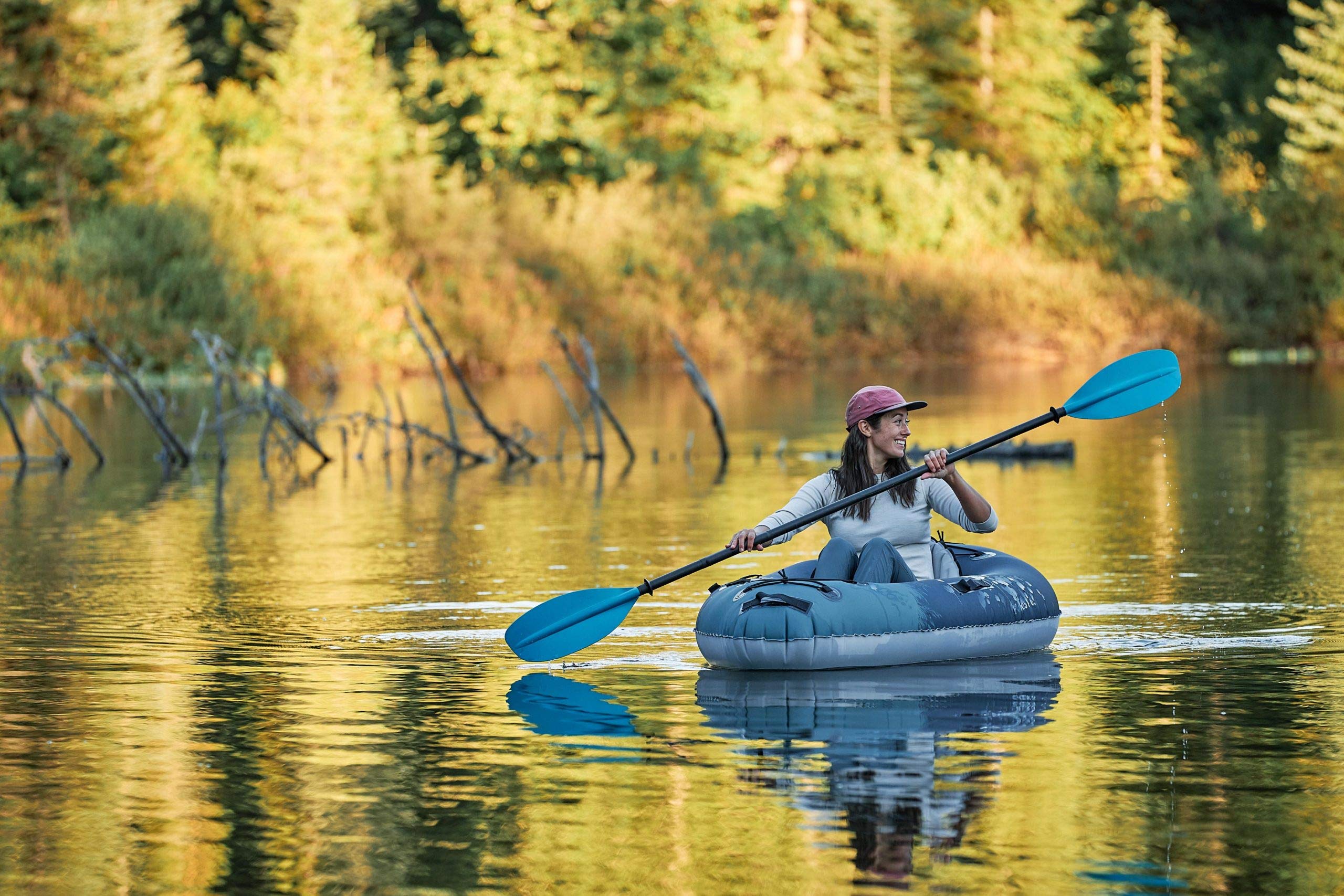 AQUAGLIDE Backwoods Purist 65 Inflatable 6 FT Kayaks for Adults Packable Family Friendly Adaptable 1 Person Single Rider Blow Up Touring Performance Kayaking for Recreational Angler Fishing Hunting