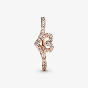 PANDORA Sparkling Wishbone Heart Ring