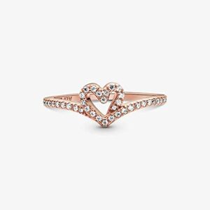 PANDORA Sparkling Wishbone Heart Ring