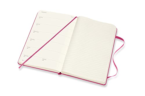 Moleskine Weekly Planner 2022, 12-Month Weekly Diary, Weekly Planner and Notebook, Hard Cover, Large Size 13 x 21 cm, Colour Bougainvillea Pink, 144 Pages