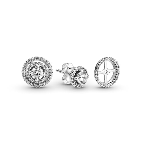 PANDORA Sparkling Double Halo Stud Earrings - Great Gift for Her - Elegant Women's Earrings - Sterling Silver & Cubic Zirconia