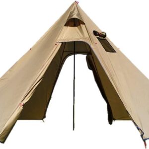 Ultralight 4 Person Tipi Hot Tent with Fire Retardant Stove Jack for Flue Pipes with 2 Doors Height 7.2FT