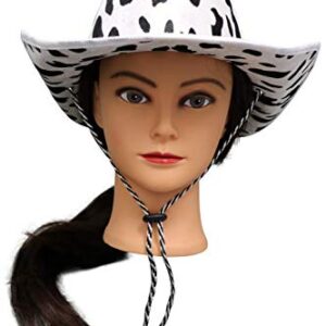 PrideAhead Cowboy Hat Fun Cow Print Hat – Unisex Black and White Cowboy Hat (1)