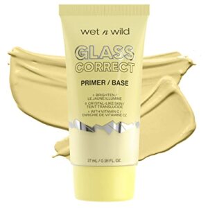 wet n wild prime focus glass skin correct primer, bright crystal finish, yellow