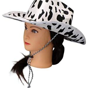 PrideAhead Cowboy Hat Fun Cow Print Hat – Unisex Black and White Cowboy Hat (1)