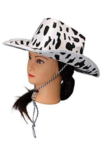 PrideAhead Cowboy Hat Fun Cow Print Hat – Unisex Black and White Cowboy Hat (1)