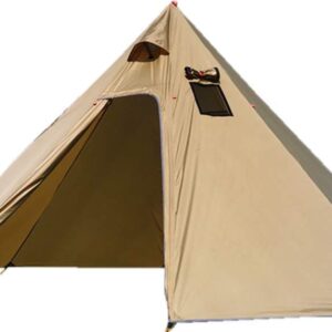 Ultralight 4 Person Tipi Hot Tent with Fire Retardant Stove Jack for Flue Pipes with 2 Doors Height 7.2FT