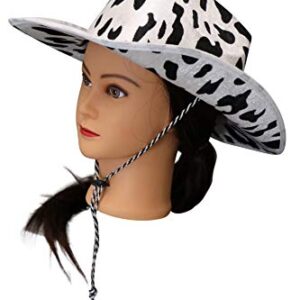 PrideAhead Cowboy Hat Fun Cow Print Hat – Unisex Black and White Cowboy Hat (1)