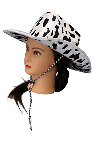 PrideAhead Cowboy Hat Fun Cow Print Hat – Unisex Black and White Cowboy Hat (1)