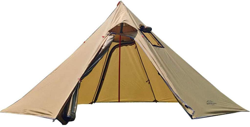 Ultralight 4 Person Tipi Hot Tent with Fire Retardant Stove Jack for Flue Pipes with 2 Doors Height 7.2FT