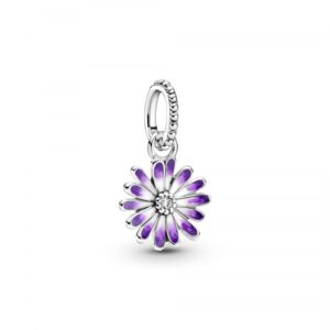 pandora purple daisy dangle charm - compatible moments bracelets - jewelry for women - gift for women in your life - made with sterling silver, cubic zirconia & enamel