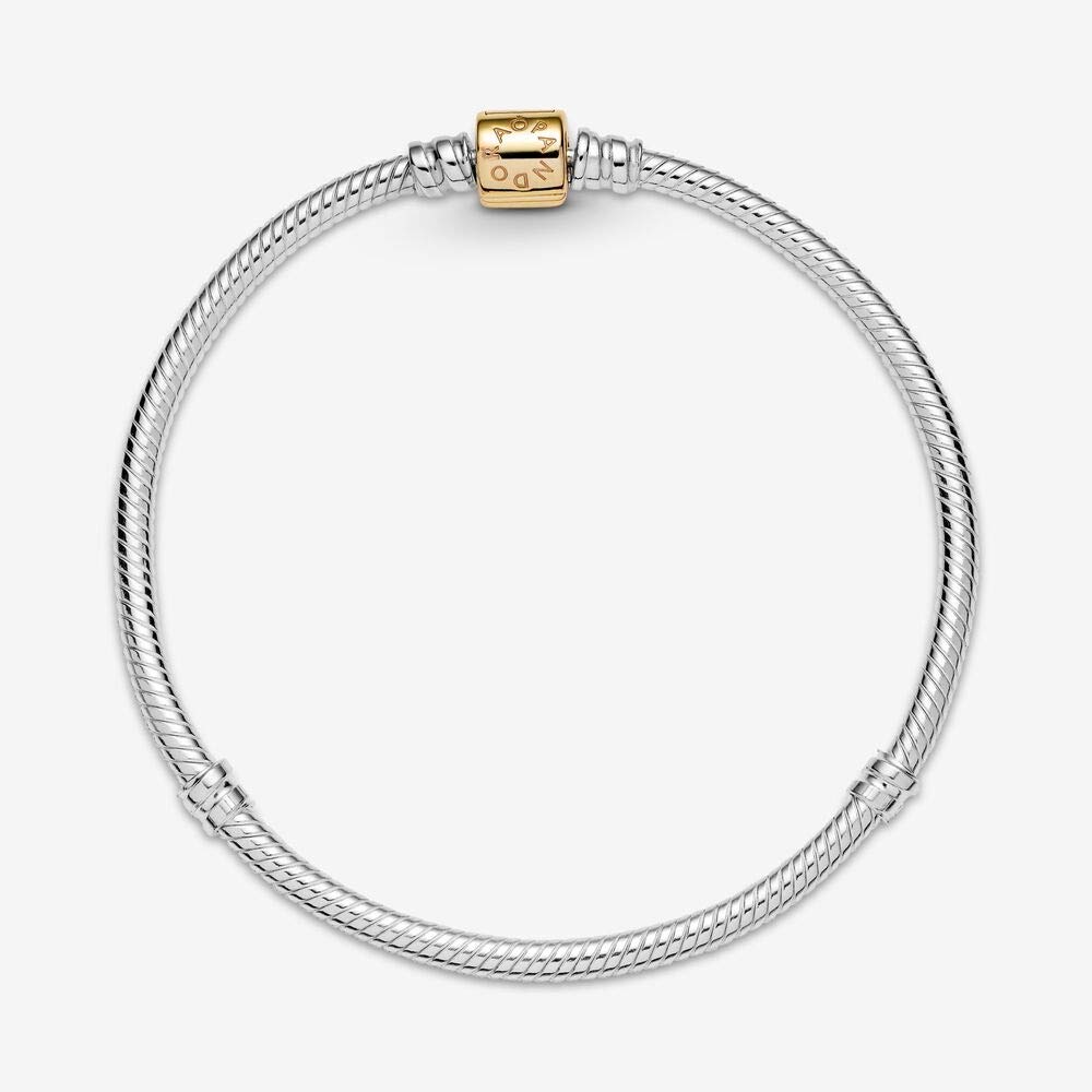 PANDORA Moments Two-tone Barrel Clasp Snake Chain Bracelet